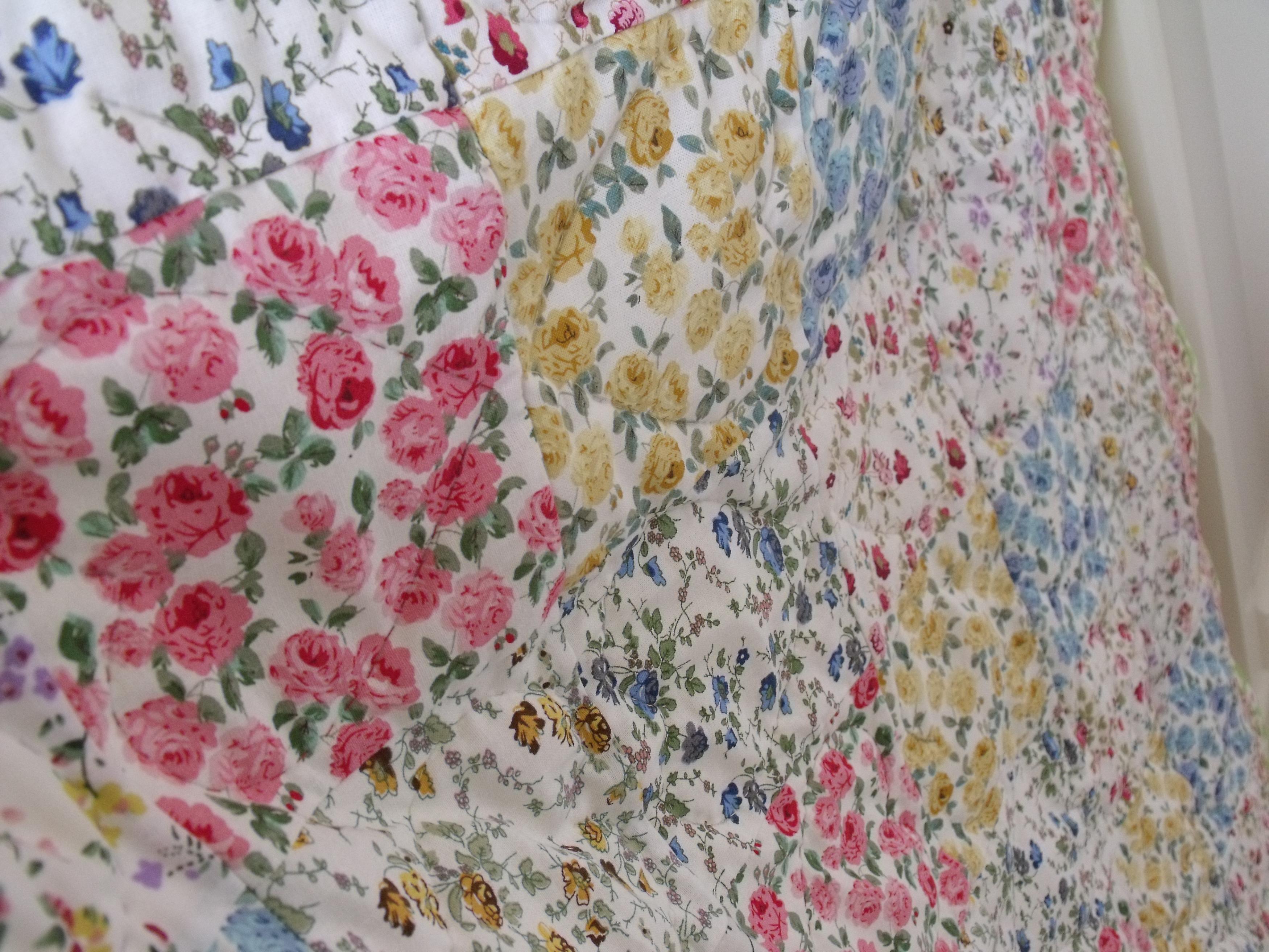 Patchwork Quilt Roses Modern Pink Green White Yellow Lap Quilt Baby ...