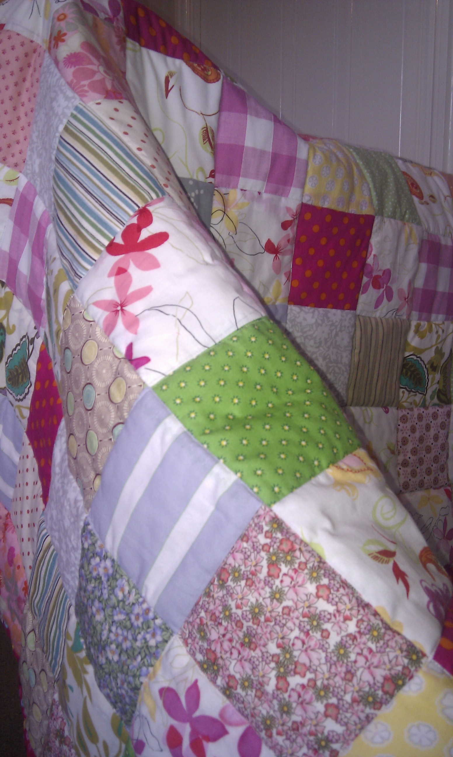 Patchwork Quilt Girls Quilt Baby Quilt Nursery Coloured Squares With ...